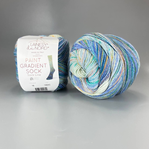 Носочная пряжа Paint Gradient Sock цвет N 16. Градиент и принт. 100 гр ...
