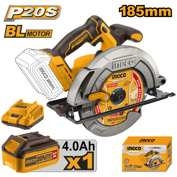Аккумуляторная циркулярная пила BL 20В 185мм. 1хАКБ 4Ач и ЗУ SUPER ...
