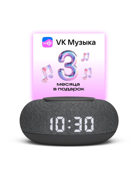 Умная колонка VK Капсула Мини с голосовым помощником Марусей, MRC02, Тёмно серая, 3 месяца ...