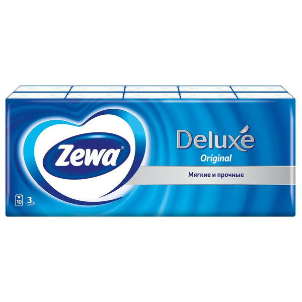 Платочки бумажные носовые Zewa Deluxe, 3 слоя, 10х10 шт купить на OZON ...