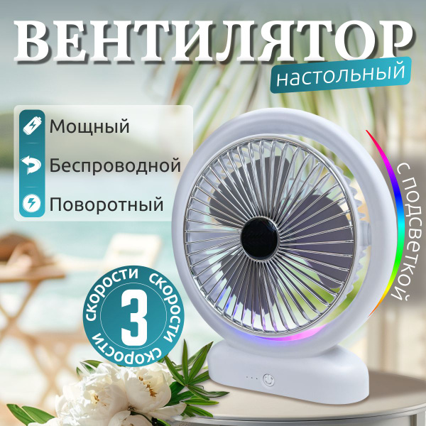 Вентилятор настольный/ бесшумный/ вентилятор с подсветкой купить по ...