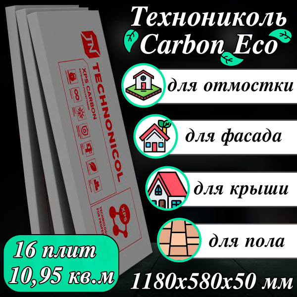 Утеплитель экструдированный Технониколь Carbon Eco (16 штук / 10.95 кв ...