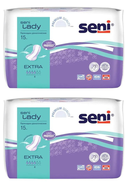 Прокладки урологические SENI LADY EXTRA 30 шт/2 упаковки по 15 шт ...