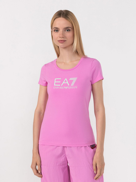 Футболка EA7, размер 40, 42, цвет сиреневый, лиловый, хлопок 95% эластан 5% - купить по выгодной ...