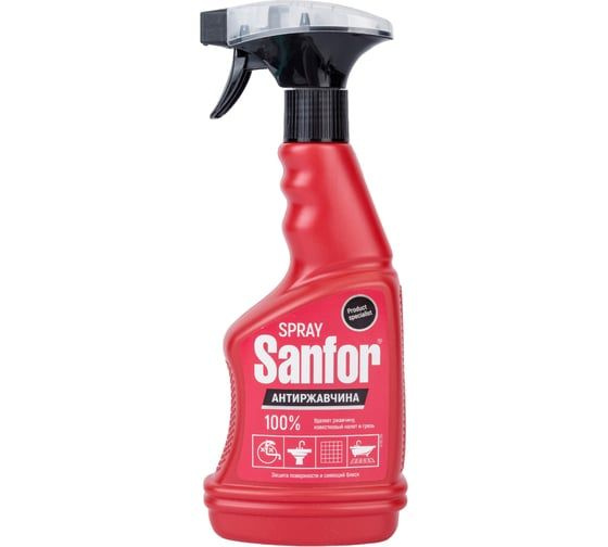 Характеристики Спрей для удаления известкового налета и ржавчины SANFOR 500 мл 12874 подробное ...
