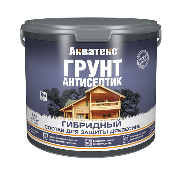 АКВАТЕКС грунт-антисептик для древесины, гибридный, защитный для вн/нар ...