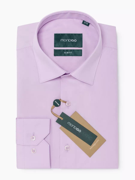 Рубашка Мужской Mondigo сиреневый Длинный Хлопок, Полиэстер Воротник Однотонный, размер 52, 54 ...