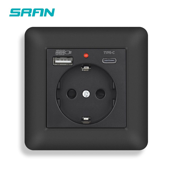 Встраиваемая розетка с Usb Type A и Type C 220В с заземлением и защитой от короткого замыкания