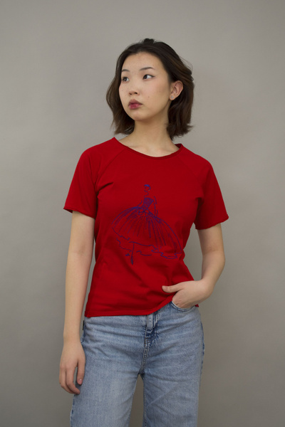 Футболка SVETLANA BATARON, размер 44, цвет красный, 100% cotton ...