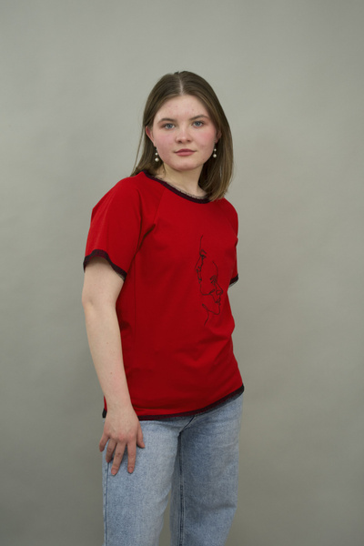 Футболка SVETLANA BATARON, размер 46, цвет красный, 100% cotton ...