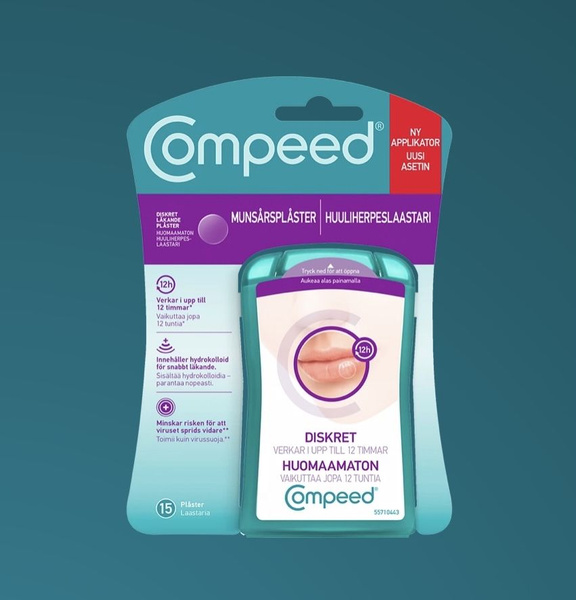Пластырь Compeed от герпеса, гидроколлоидный, Компид, 15 шт в упаковке, Финляндия - купить с ...