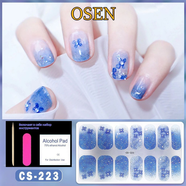 OSEN-Наклейки-пленки для лака для ногтей с милым и свежим дизайном, без подсветки, а в наборе ...