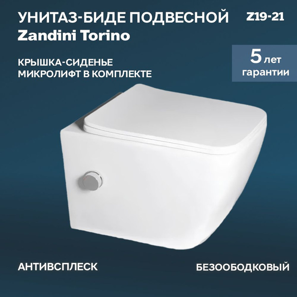Унитаз подвесной с функцией биде безободковый Zandini Z19-21 купить на OZON по низкой цене ...