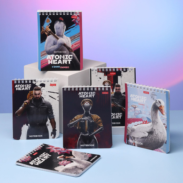 Набор блокнотов Hatber 40 листов, формата А6, в клетку, на гребне, 6 штук/6 дизайнов -Atomic ...