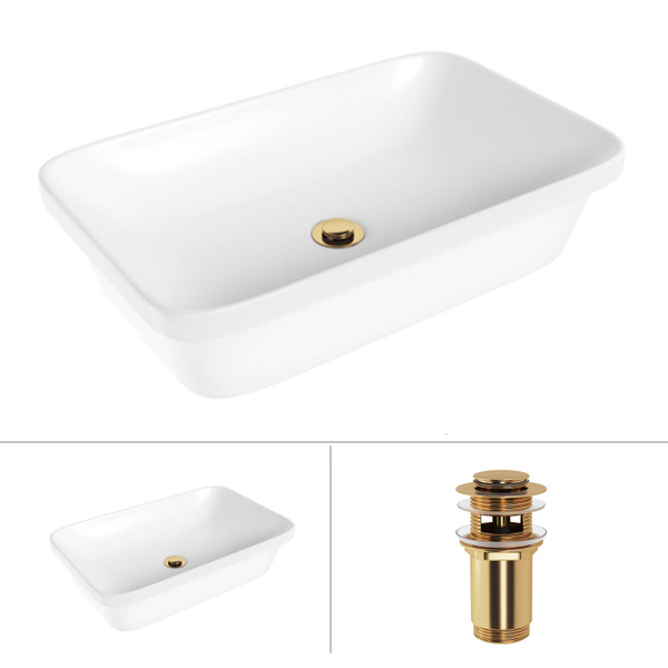 Врезная раковина для ванной Helmken 37060000 комплект 2 в 1: раковина встраиваемая в столешницу ...