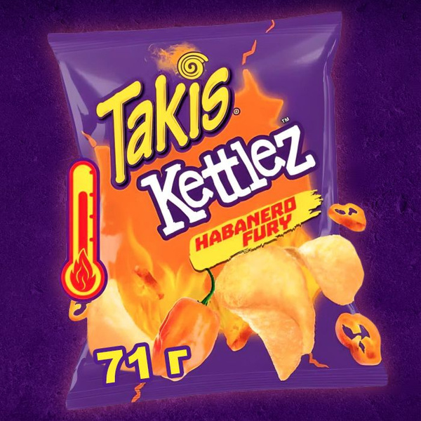 Кукурузные чипсы Takis Kettlez Habanero Fury 1 шт. 71 г Мексика ...