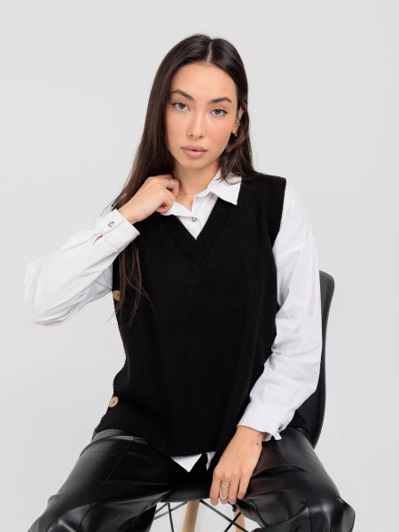 Жилет Женский Sali Moda черный Акрил, размер 42, 44 купить c доставкой на OZON по низкой цене ...