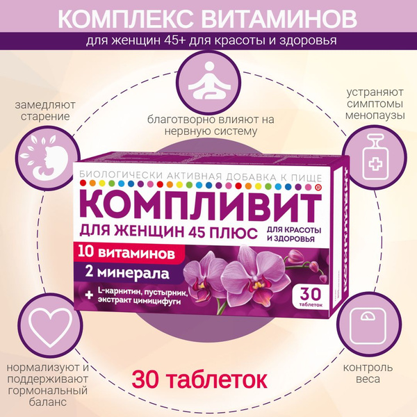 Витамины для женщин после 45 Компливит для красоты и здоровья 30 шт ...