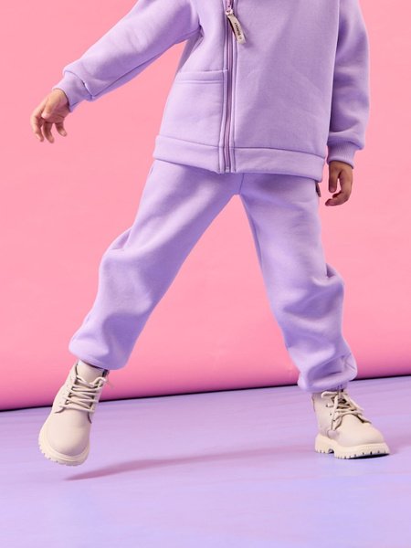 Брюки Девочки BUNGLY джоггеры фиолетовый Футер с начесом Повседневный, размер 110 Резинка ...