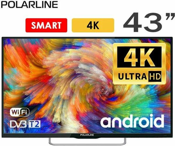 POLARLINE Телевизор 43" 4K UHD, черный купить на OZON по низкой цене (815075638)