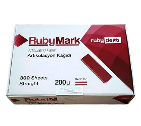 Артикуляционная бумага RubyMark прямая двусторонняя красная/красная 200 мкм (300 шт) Incidental ...
