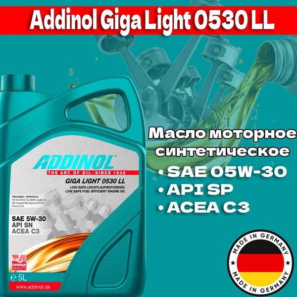 Масло моторное ADDINOL GIGA LIGHT MV 0530 5W-30 Синтетическое 5 л 4014766241108 купить c ...