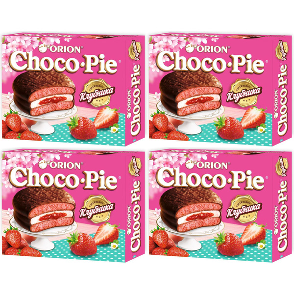Пирожное Choco Pie Клубника 360 г, набор: 4 штуки купить на OZON по низкой цене (1731744945)
