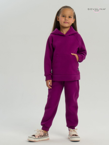Костюм спортивный Мальчики, Девочки SOVAlina Повседневный двойка сливовый, размер 116 Футер с ...