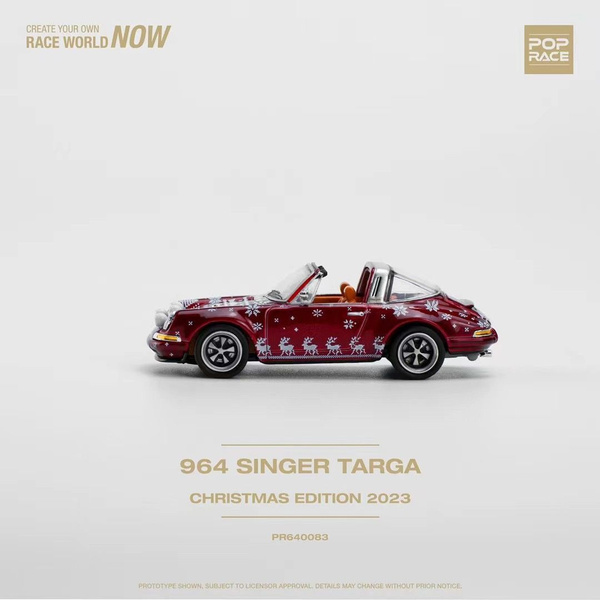 Машинка POP Race 1/64 964 SINGER TARGA CHRISTMAS EDITION 2023 red Die ...