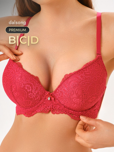 Бюстгальтер Женский DALSONG формованная чашка, размер 95C красный Полиэстер, Хлопок Повседневный ...