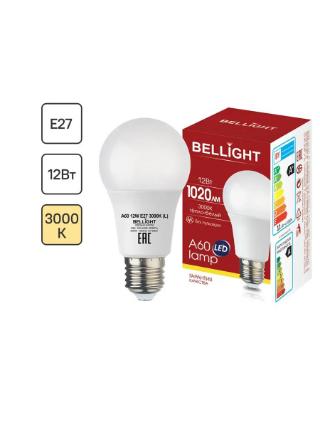 Лампа светодиодная Bellight E27 220-240 В 12 Вт груша матовая 1020 лм ...
