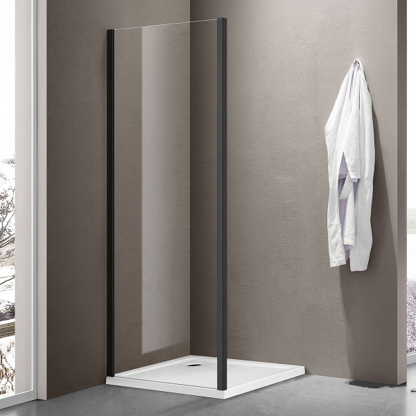 Боковая часть душ. ограждения SANTREK AQUA Iris- SP-800-C-Matt Black 800*1850 стекло Прозр 6мм ...