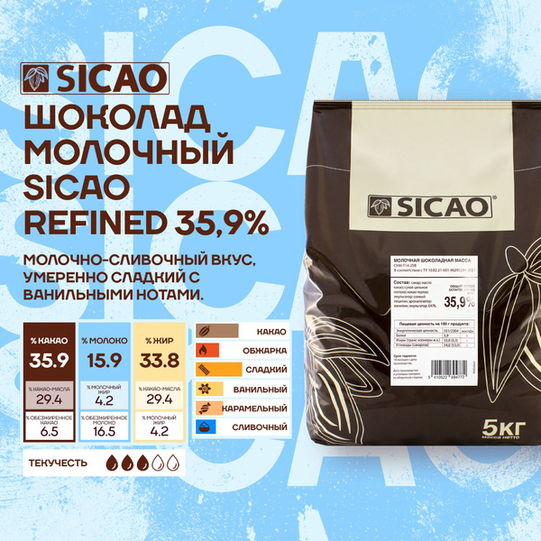 Шоколад молочный кондитерский в каллетах Sicao CHM-T14-25B 5 кг купить на OZON по низкой цене ...