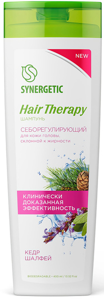 Шампунь Synergetic Hair Therapy Себорегулирующий для кожи головы, склонной к жирности, кедр и ...