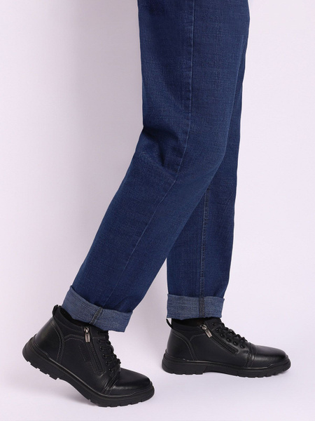 Ботинки Мужской Instreet черный, размер 43 Демисезон 7 Молния, Шнурки Толстый каблук Россия ...