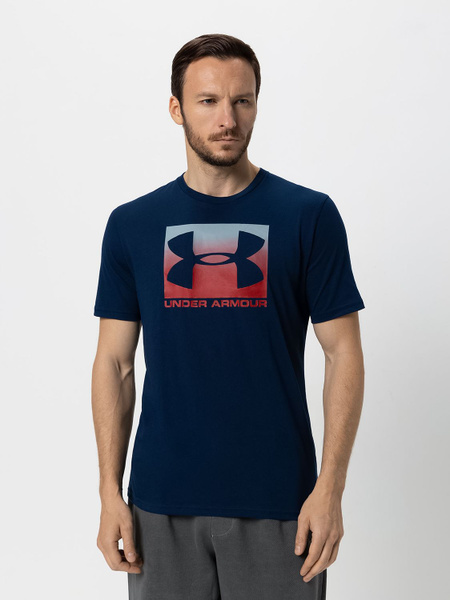 Футболка Мужской Under Armour синий, размер 50, 52 Хлопок, Полиэстер ...