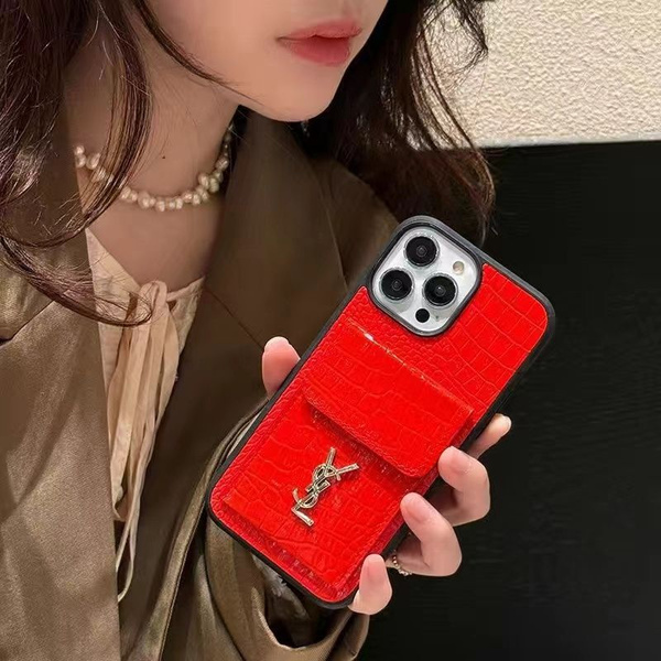 YSL Croco Case для iPhone 15 Эксклюзивный дизайн с крокодиловым ...