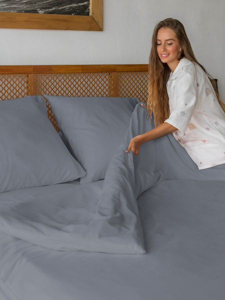 Пододеяльник Текстильная компания Русский Дом Поплин двуспальный без молнии однотон., 175x215 ...