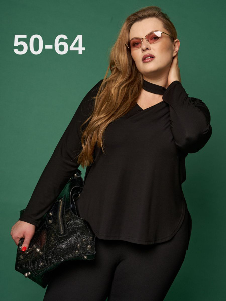 Туника Женский SPARADA Повседневный Длинный Трикотаж черный, размер 62, 64 Россия Однотонный ...