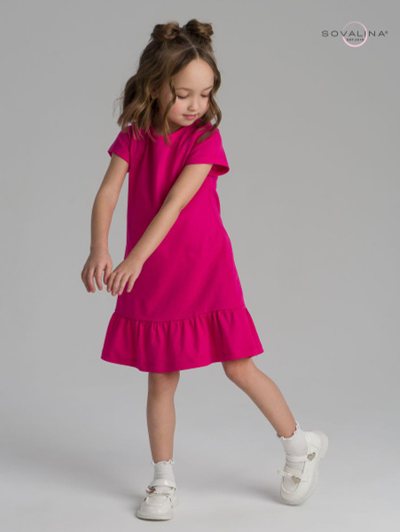 Платье Девочки SOVAlina розовый, фуксия платье-футболка Повседневный ...