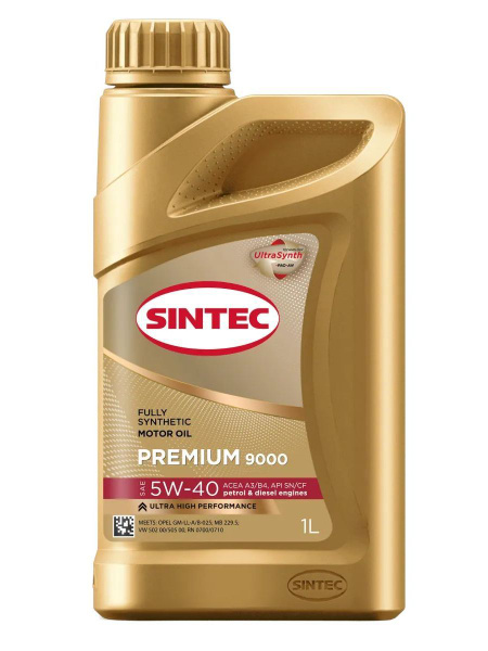 Масло моторное SINTEC Premium 9000 5W-40 A3/B4 SN/CF 5W-40 ...