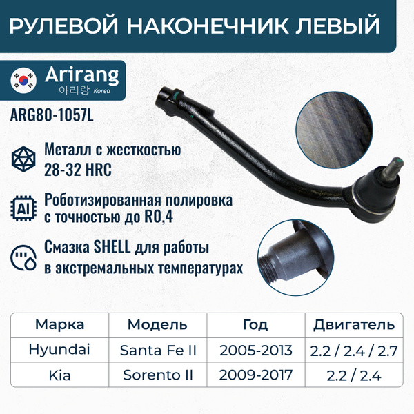 Наконечник рулевой левый Hyundai Santa Fe 2, Kia Sorento 2 / OEM ...