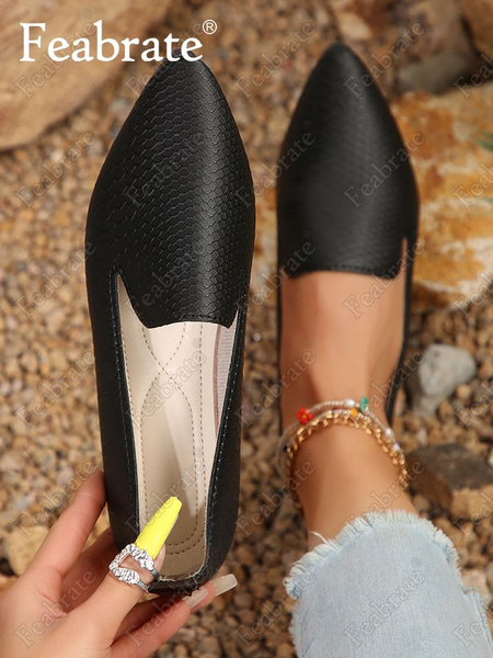 Мокасины Женский Feabrate черный, размер 43 Без застёжки R (средняя) Демисезон Закрытый нос ...