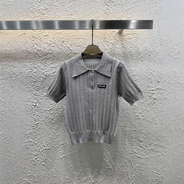 Футболка Женский Miu Miu серый Короткий размер 42 Полиэстер свободный Повседневный Китай купить