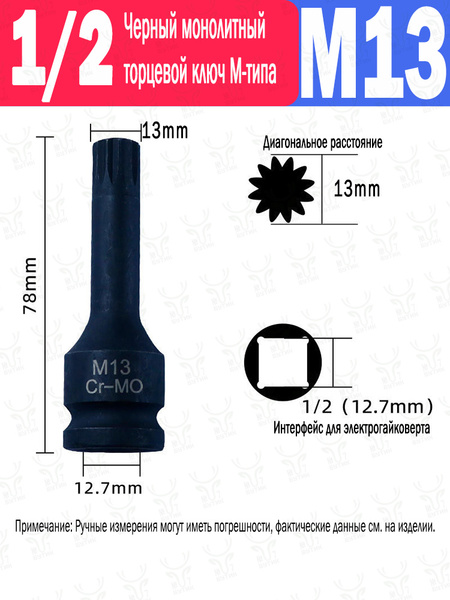 Ударная дрель типа M13, 12-гранное сверло, 13 мм, 1/2 купить на OZON по ...