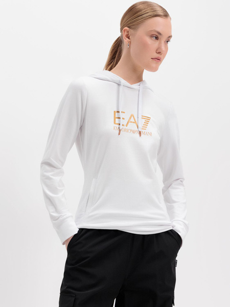 Худи Женский EA7 белый Хлопок, Эластан, размер 44, 46 Логотип Камбоджа купить c доставкой на ...