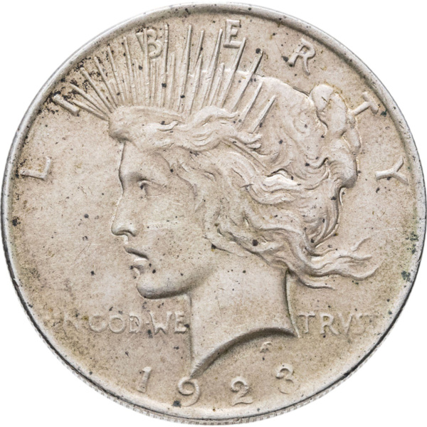 Монета США 1 доллар dollar 1923 Peace Dollar Мирный доллар без обозначения монетного двора ...