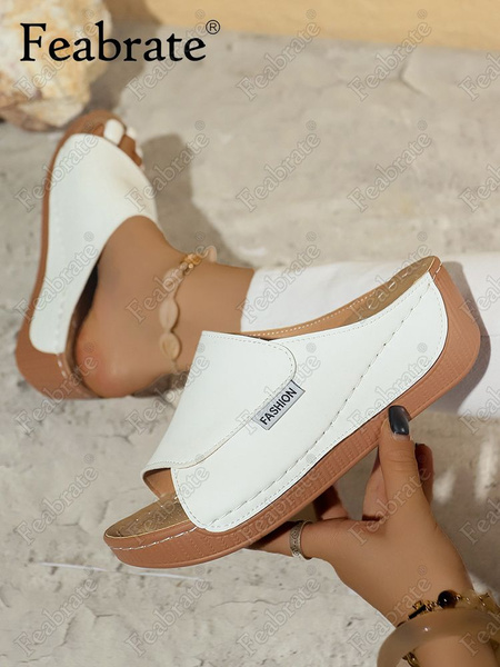 Шлепанцы Женский Feabrate, размер 40 Полиуретан Толстая подошва, Круглый нос R (средняя) Без ...