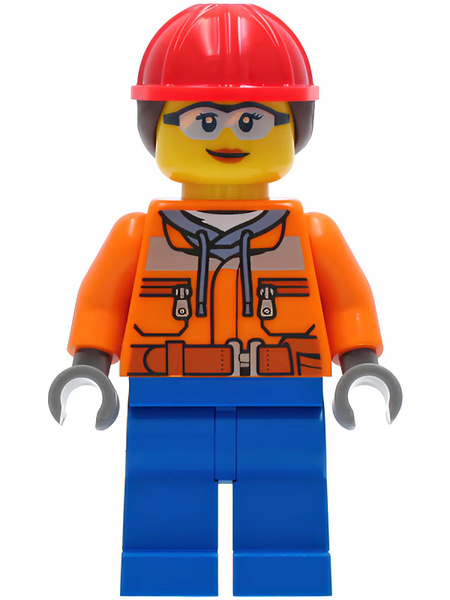 Минифигурка Lego Construction Worker - Female, Orange Safety Jacket ...