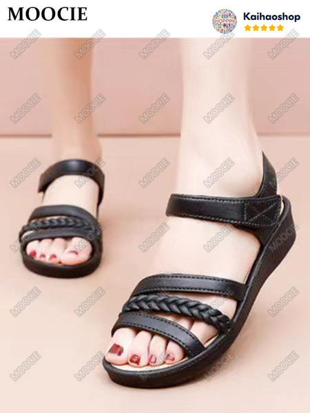 Босоножки Женский MOOCIE Без каблука ABS пластик, Искусственная кожа, размер 40 Толстая подошва ...